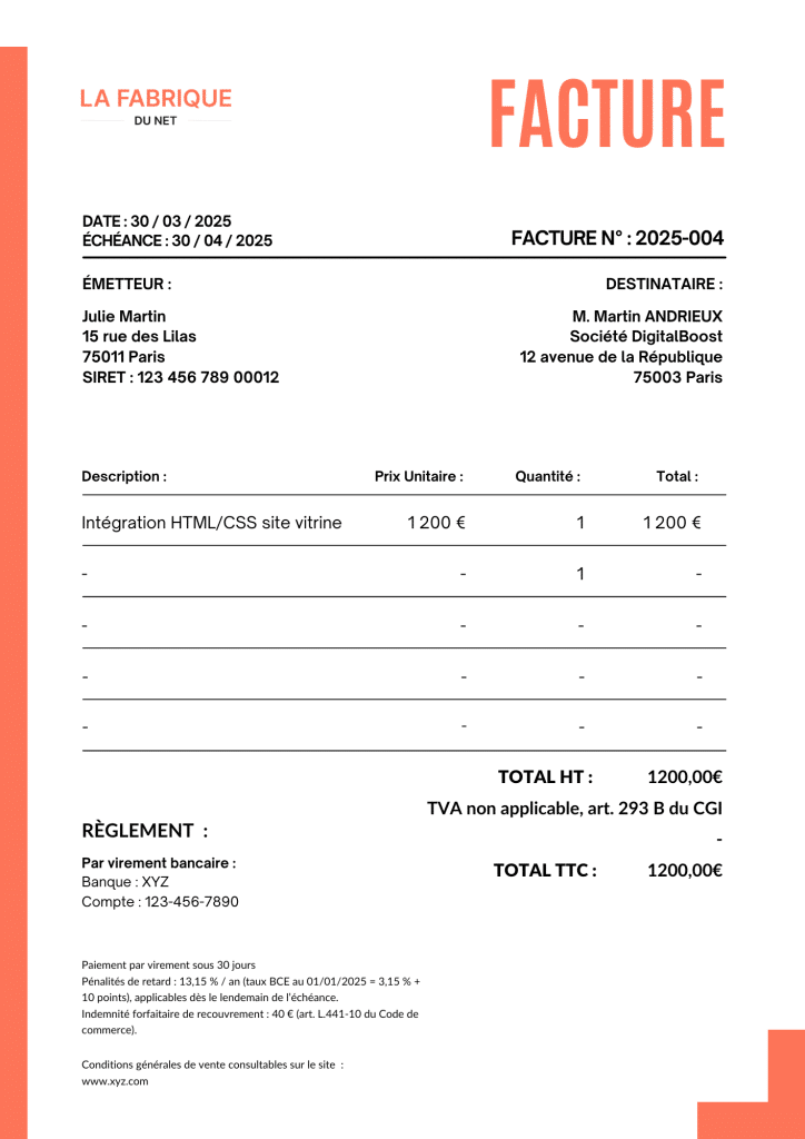 5 modèles de factures pour freelance web + conseils